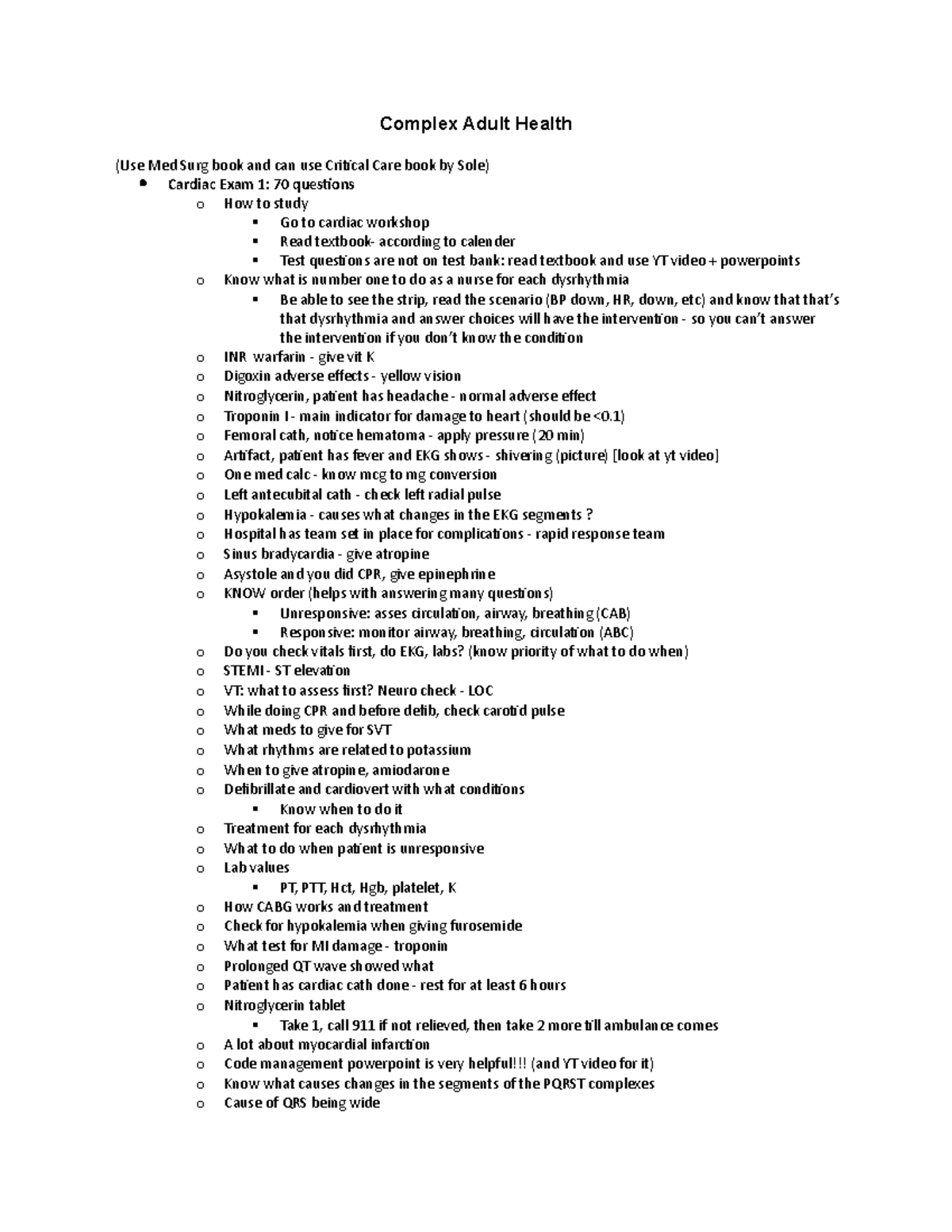 Complex complete - Here are some study notes to guide you along this ...