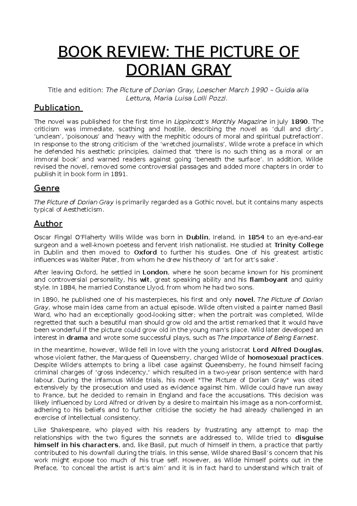 Dorian gray - book review - BOOK REVIEW: THE PICTURE OF DORIAN GRAY ...