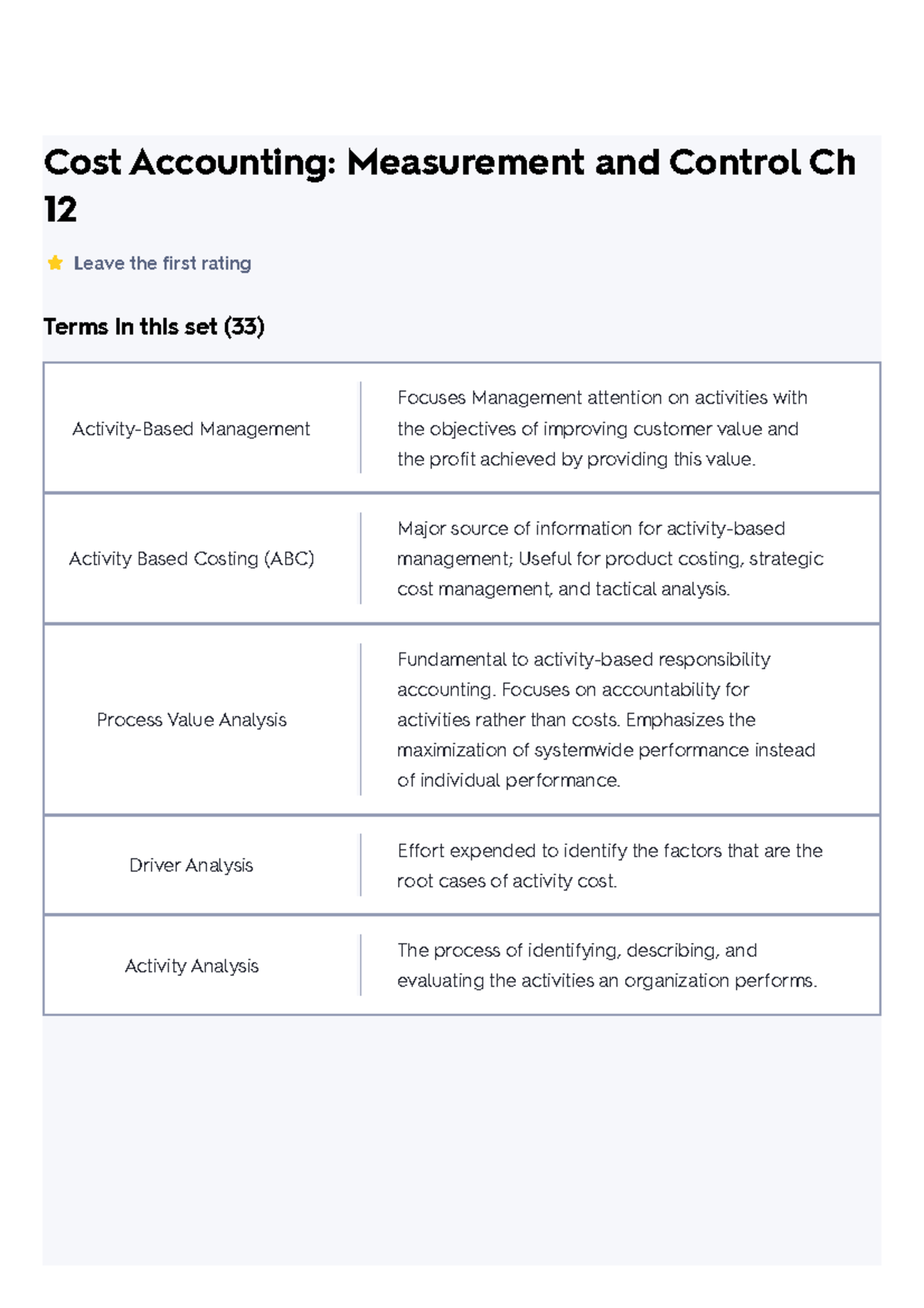 Cost Accounting Measurement and Control Ch 12 Flashcards - Cost ...