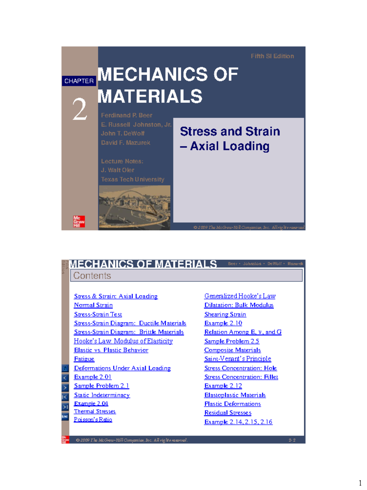 2 1 axial loading handsout - MECHANICS OF MATERIALS Fifth SI Edition Ferdinand P. Beer E ...