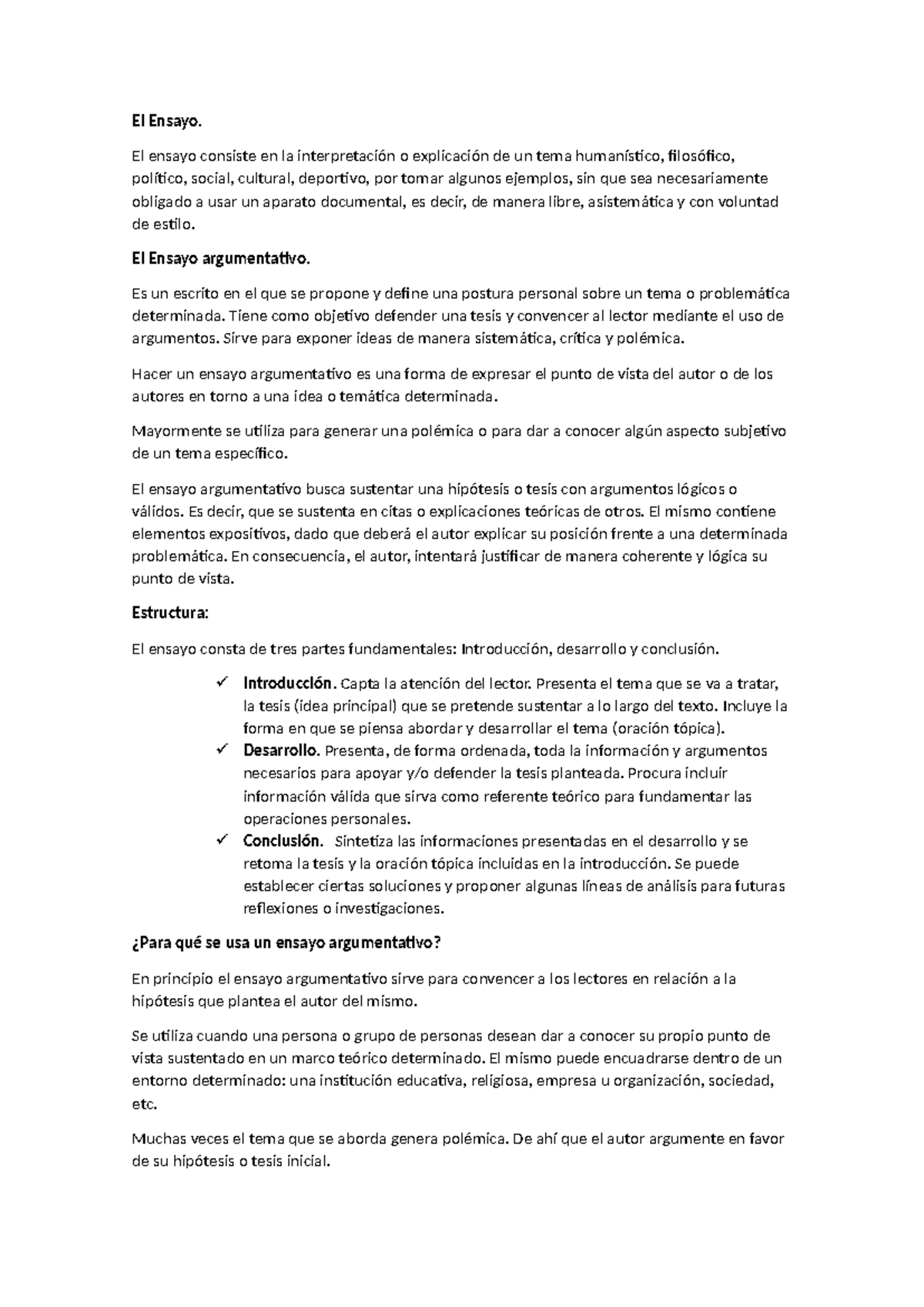 Informe Sobre EL Ensayo - El Ensayo. El ensayo consiste en la ...