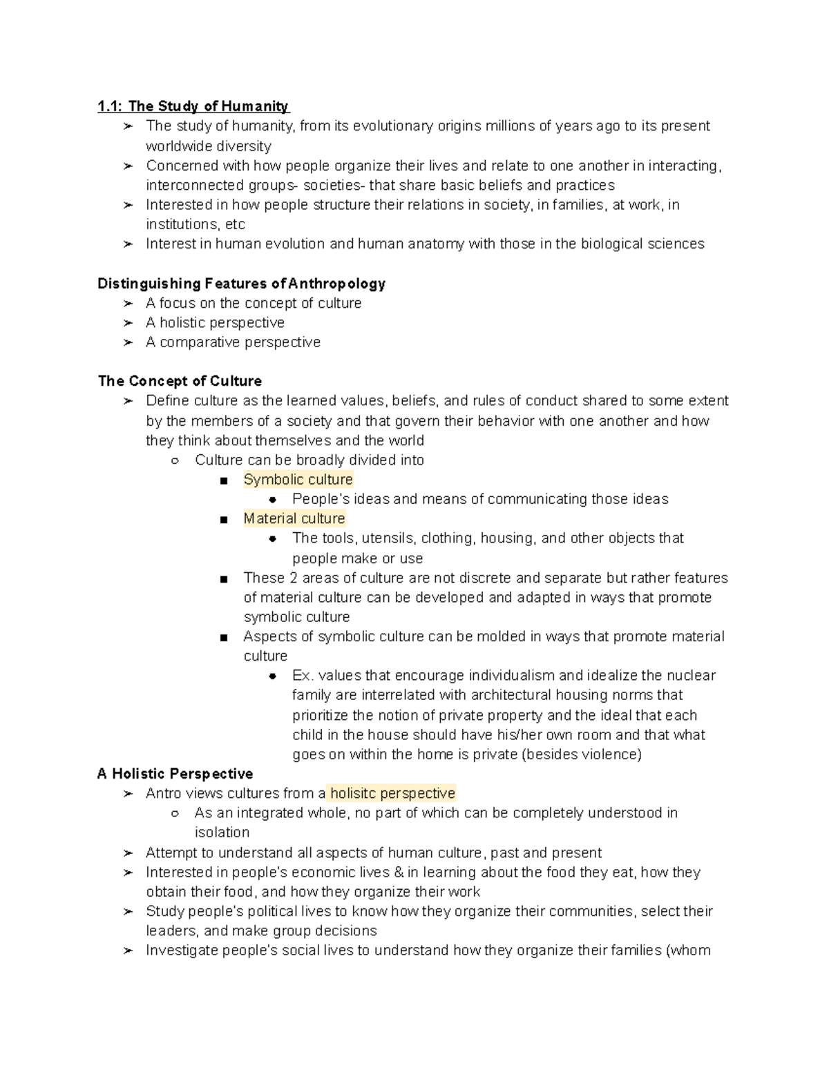 Chapter 1 (week 1) - note - 1: The Study of Humanity The study of ...