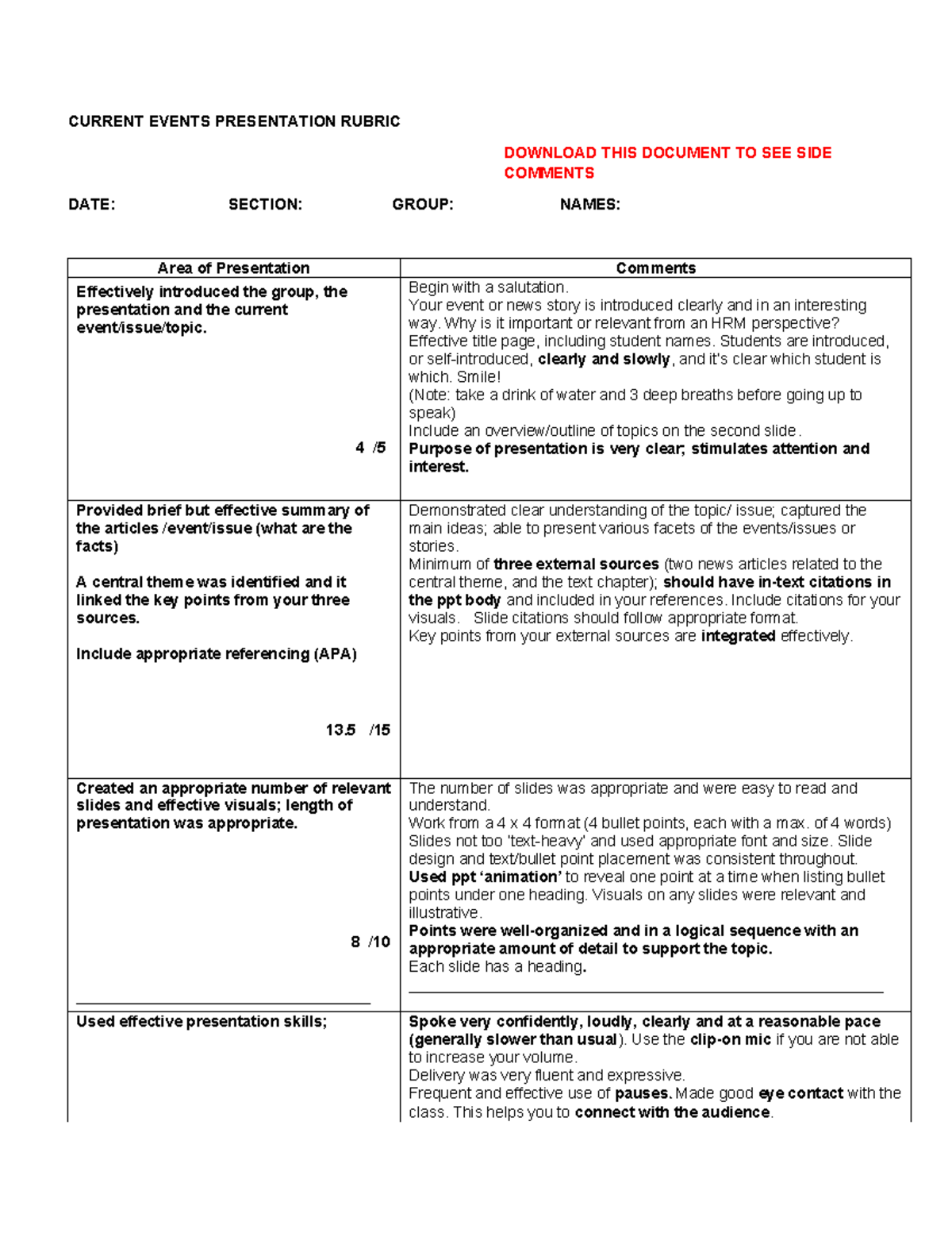 02 - notes - CURRENT EVENTS PRESENTATION RUBRIC DOWNLOAD THIS DOCUMENT ...