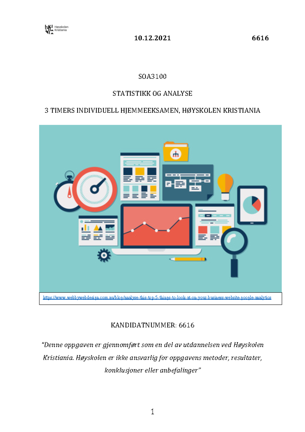 Statistikk og analyse eksamen, karakter C på besvarelsen. - SOA STATISTIKK OG ANALYSE 3 TI MERS ...