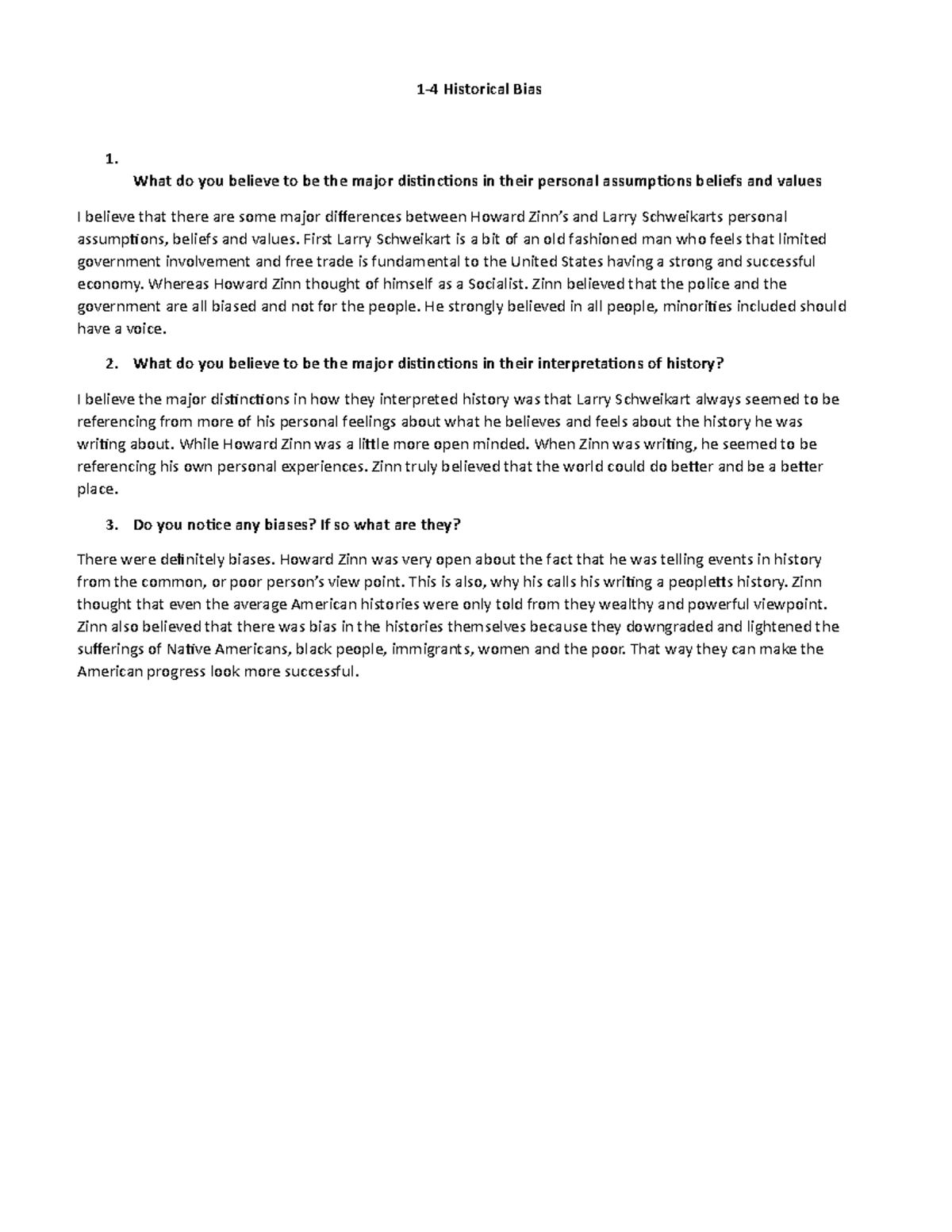 1-4 Historical Bias Week one full assignment - 1-4 Historical Bias 1 ...