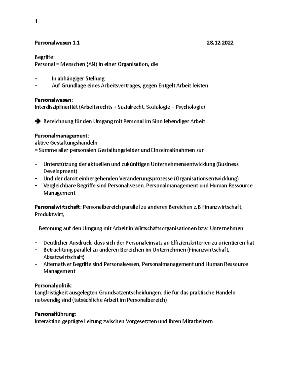 Personalwesen 1 Zusammenfassung neu - IU - Studocu