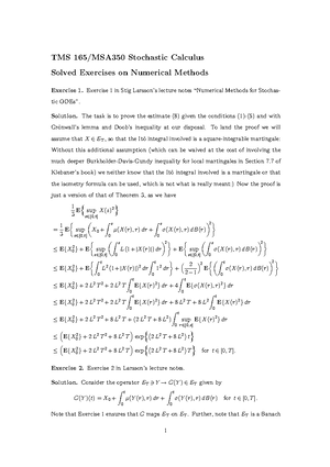 Home exercises 4 and its solutions - Stochastic Calculus 2014 - TMS 165 ...