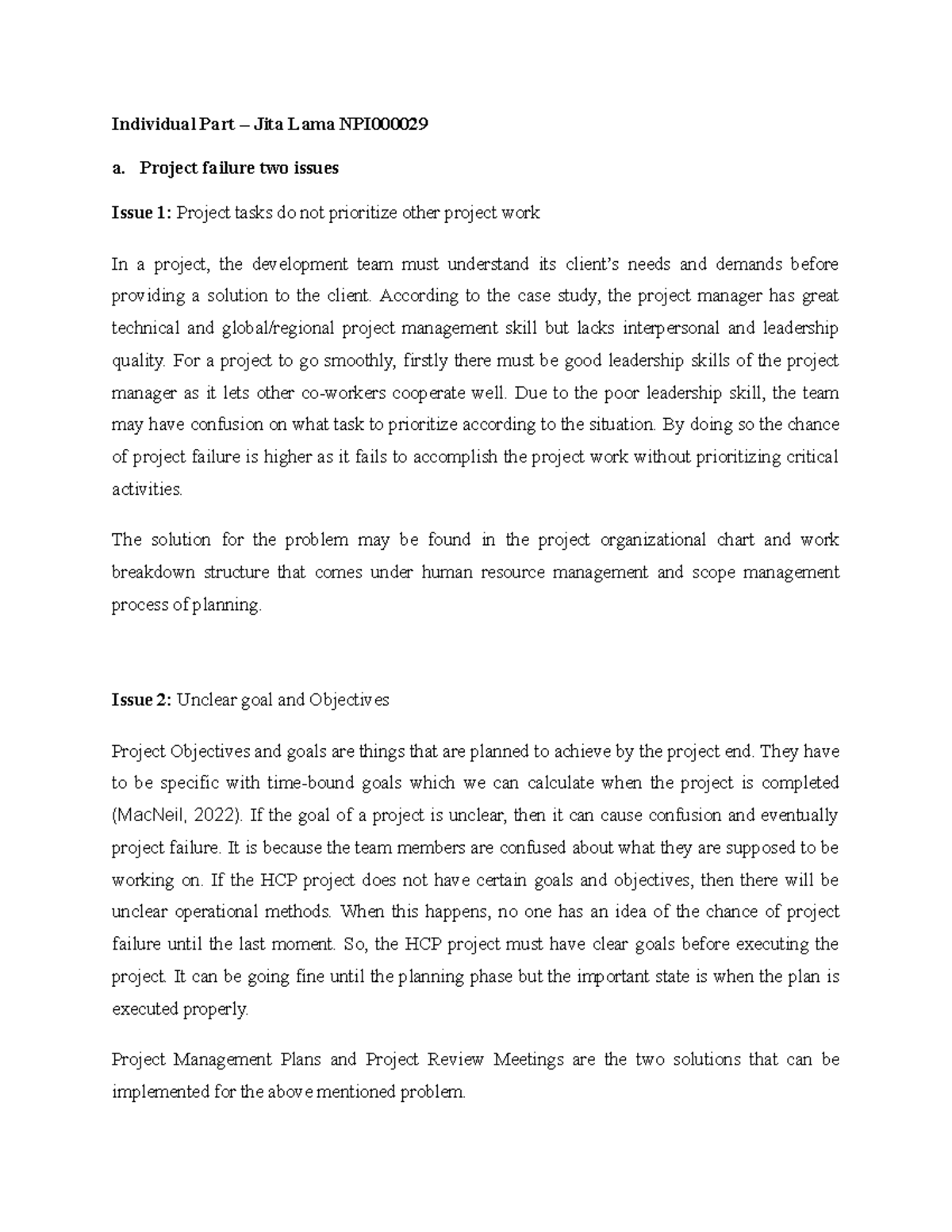 Project-individual - Project Management Assignment Individual ...