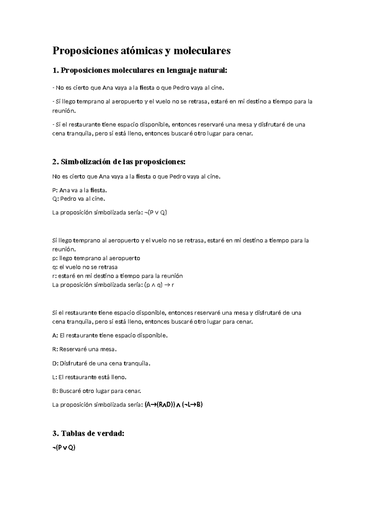 Proposiciones atómicas y moleculares - Proposiciones moleculares en ...
