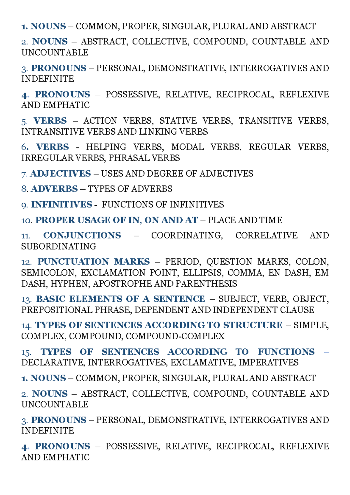HHH - aral well - 1. NOUNS – COMMON, PROPER, SINGULAR, PLURAL AND ...