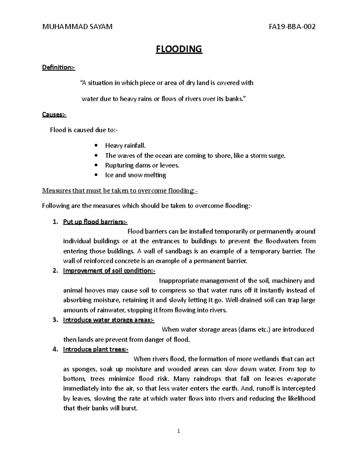 Flooding AS 2 - assignment - MUHAMMAD SAYAM FA19-BBA- FLOODING ...