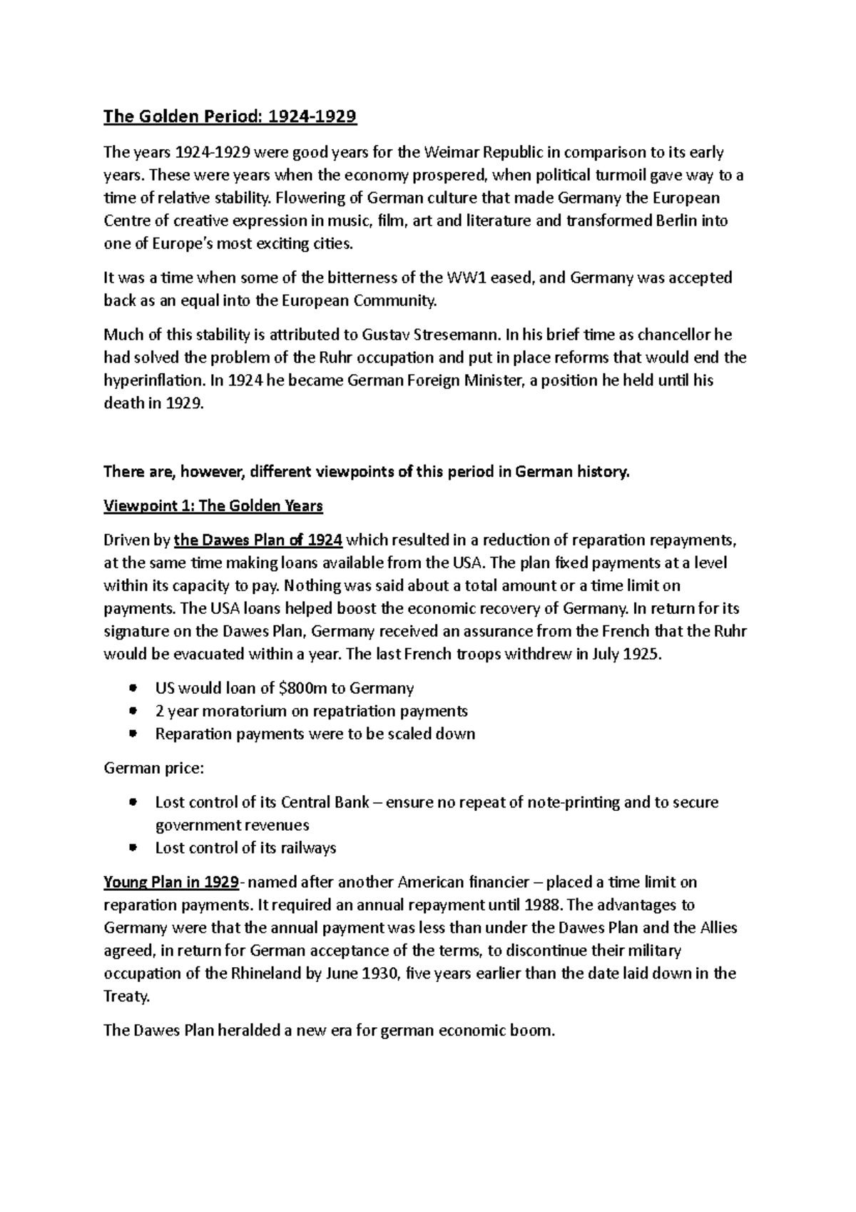 Germany - The Golden Period 1924-1929 - The Golden Period: 1924- The ...