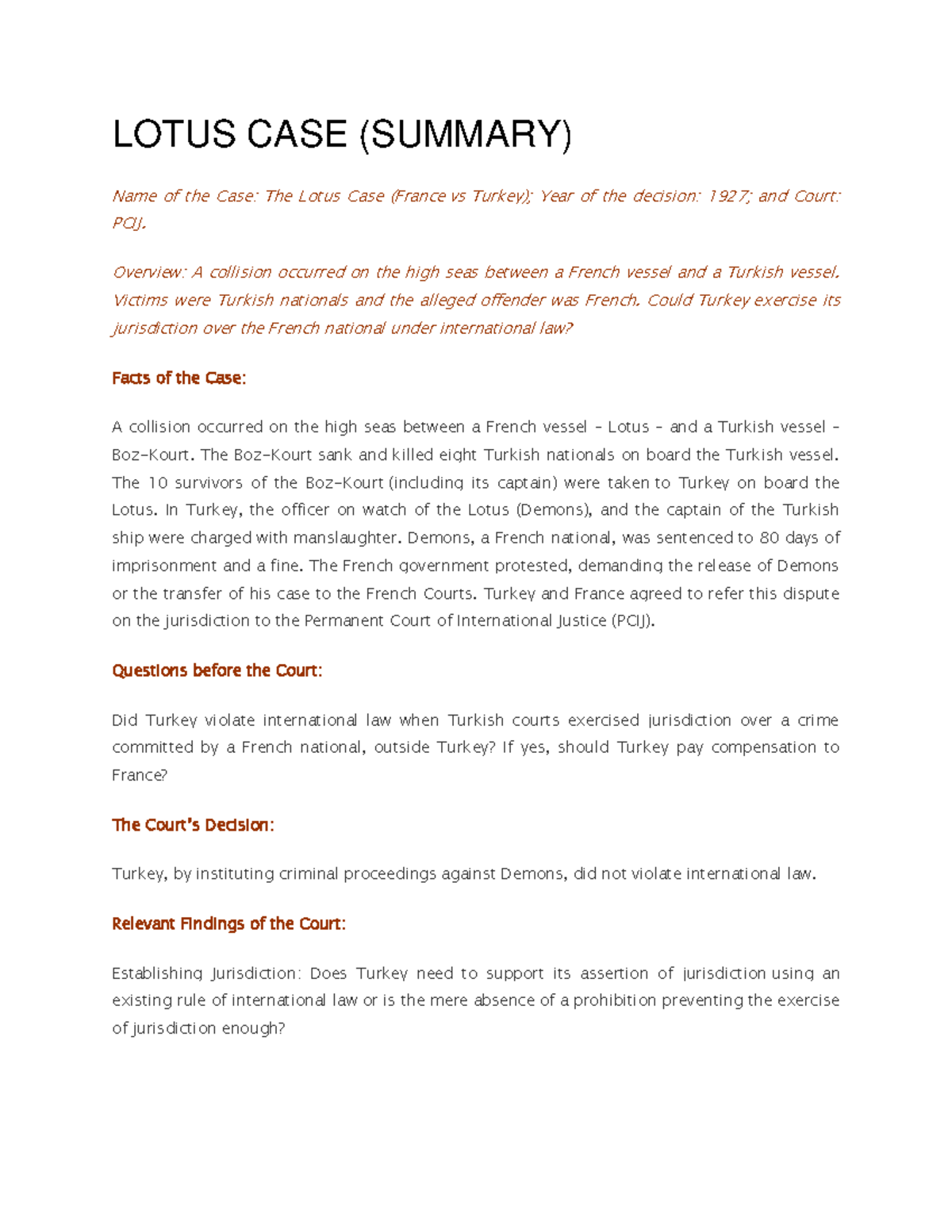 Lotus CASE - .......................... - LOTUS CASE (SUMMARY) Name of ...