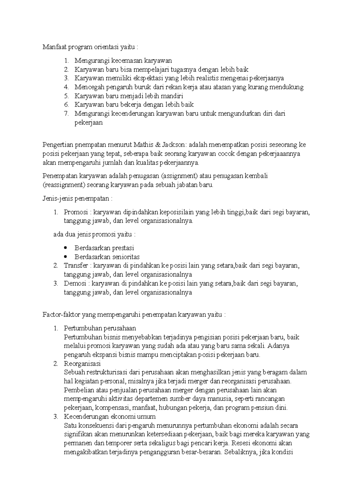 Manfaat program orientasi - Penempatan karyawan adalah penugasan ...