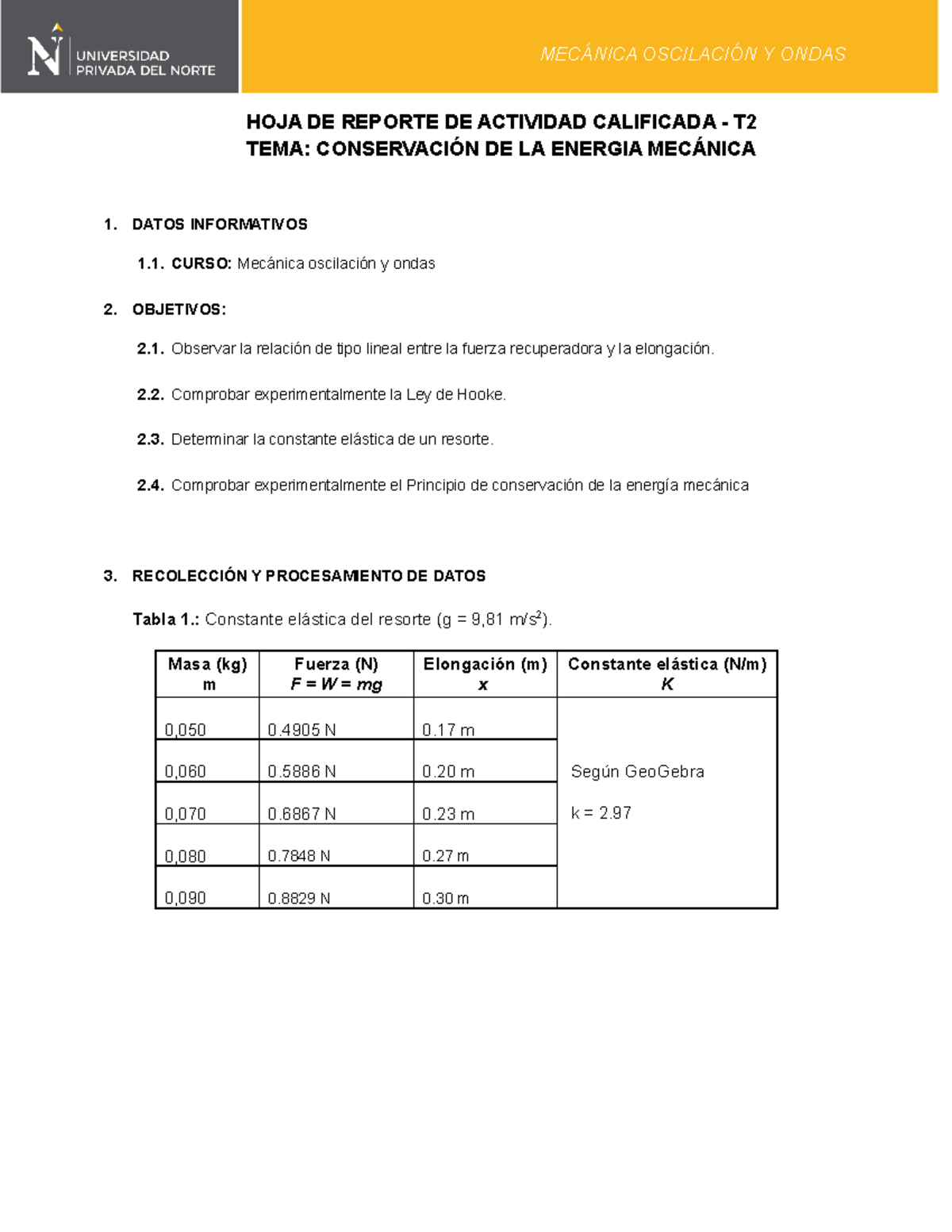 Hoja de reporte de Tarea 2 - HOJA DE REPORTE DE ACTIVIDAD CALIFICADA ...