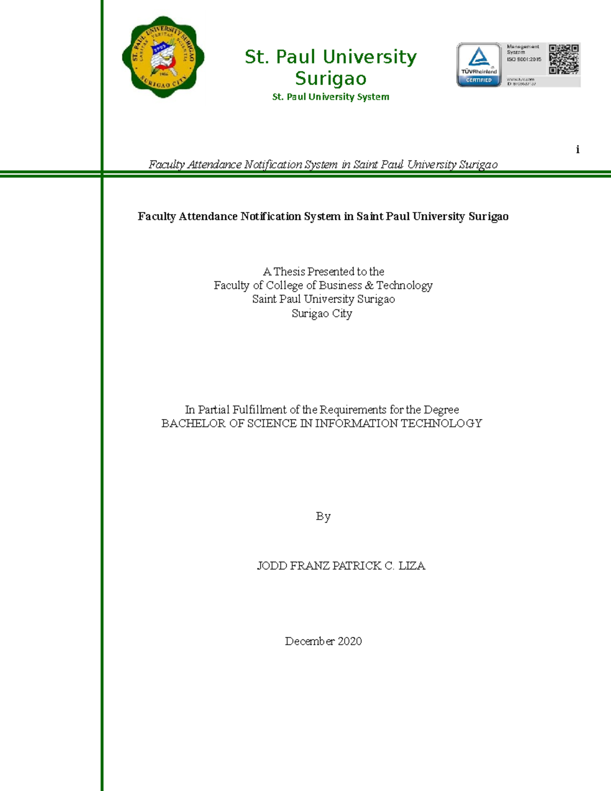 JODD Franz Patrick C. LIZA-Chapter-1-3 Liza - Faculty Attendance ...