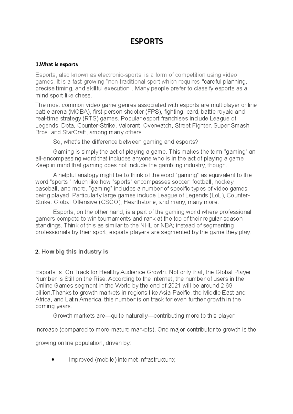 Esports not is a game - ESPORTS 1 is esports Esports, also known as ...