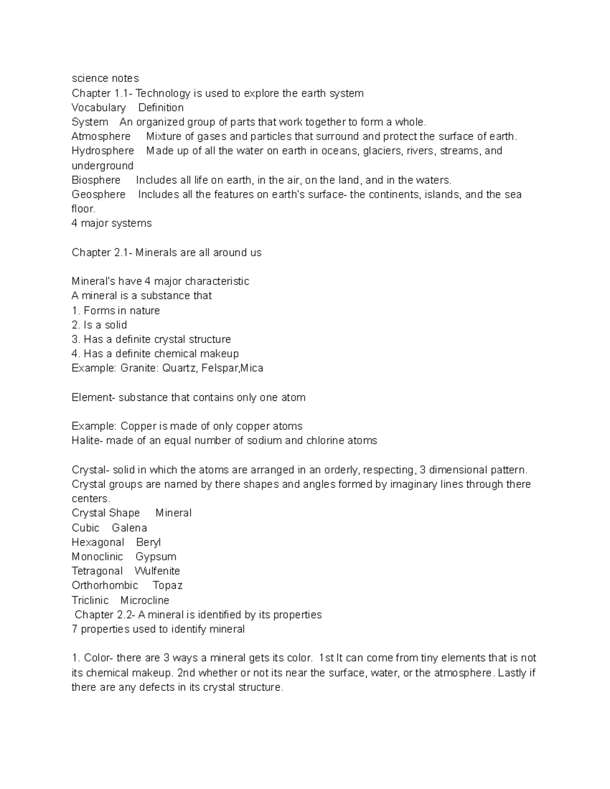 Earth Science Notes - science notes Chapter 1- Technology is used to ...