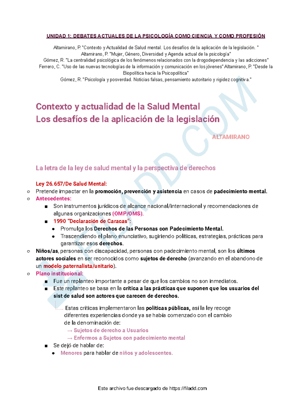 Escuelas resumen Unidad 1 - UNIDAD 1: DEBATES ACTUALES DE LA PSICOLOGÍA ...