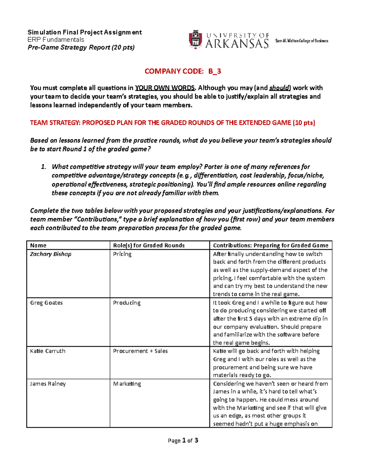 Your-ERPsim-Username Pre-Game Strategy Report - Simulation Final ...