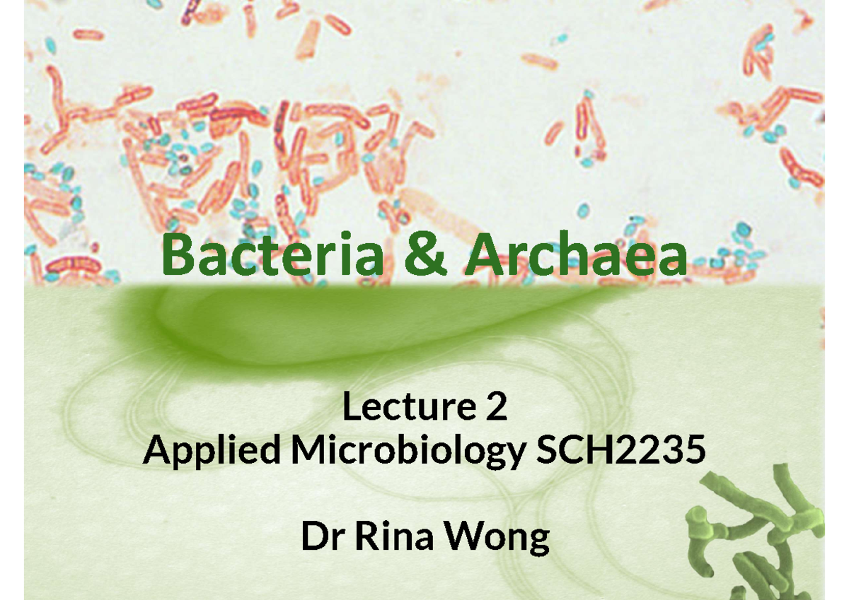 2023S Lecture 2 Bacteria and Archaea - Lecture 2 Applied Microbiology ...