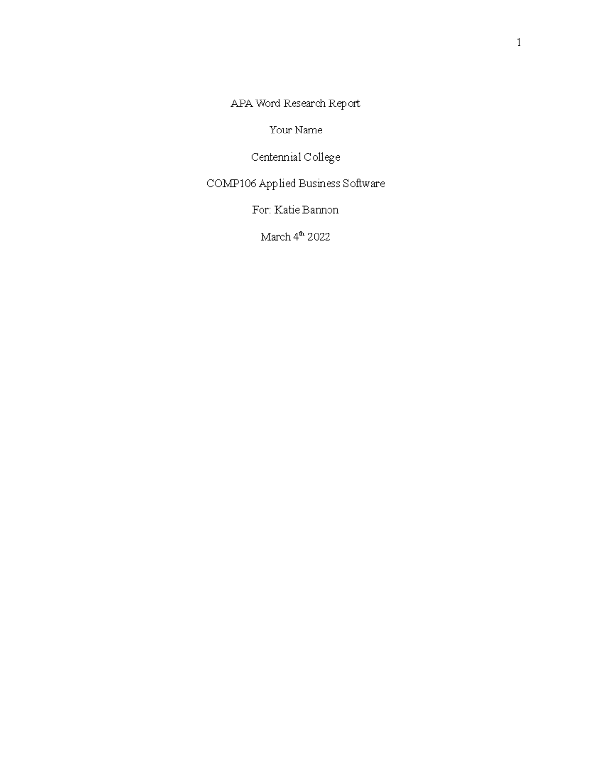 Review for MOS- Reports - APA Word Research Report Your Name Centennial ...