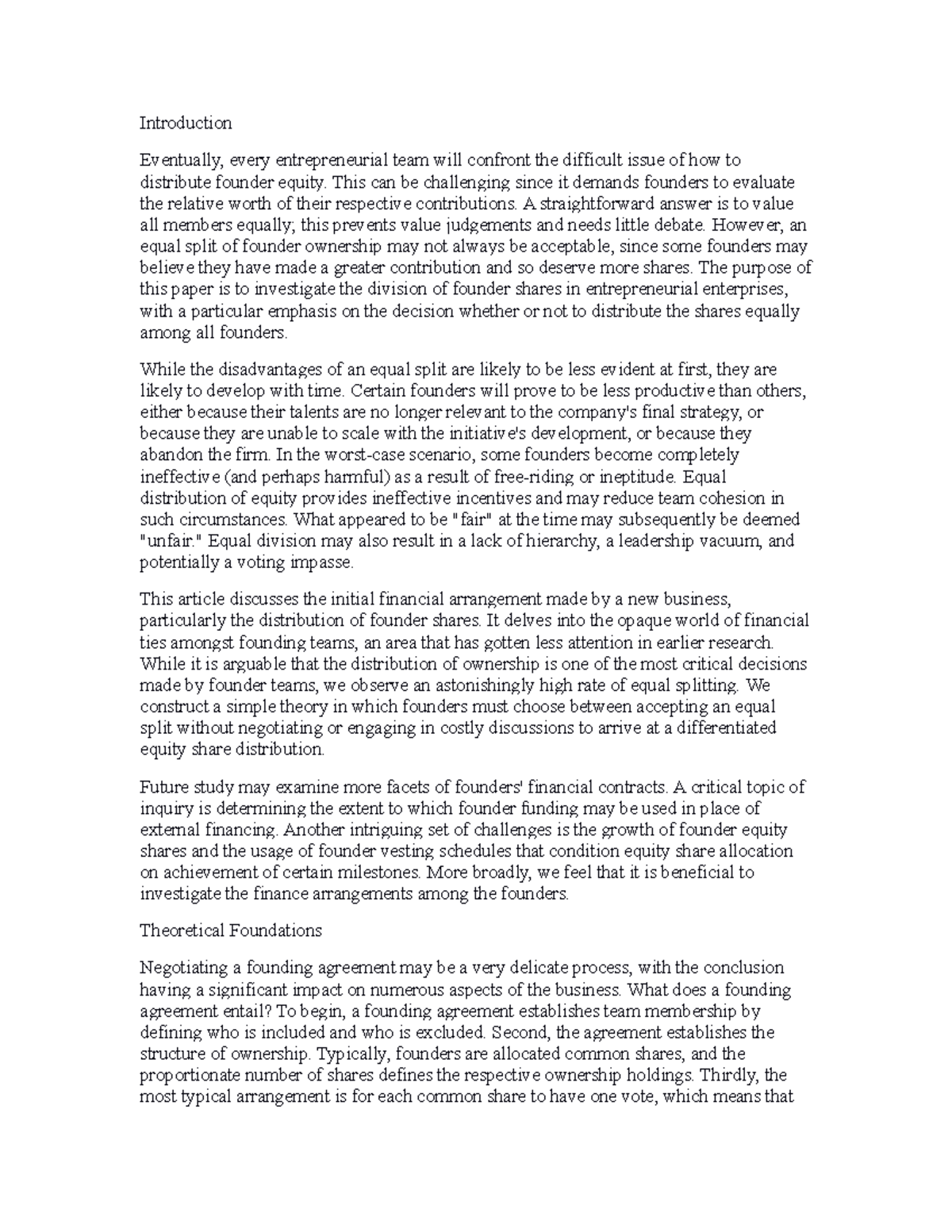 Equity Division - Business Essays - Introduction Eventually, every ...