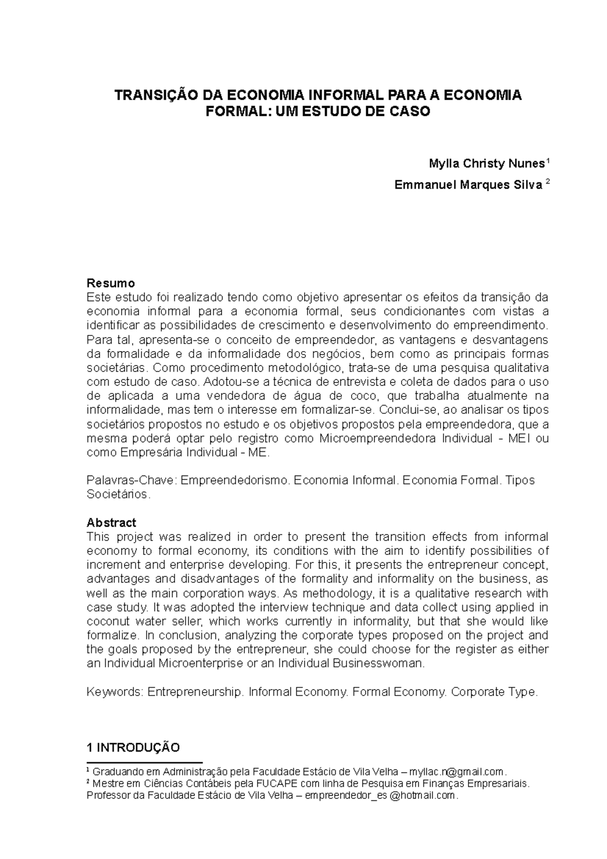 ADM - Formal x Informal - TRANSIÇÃO DA ECONOMIA INFORMAL PARA A ...