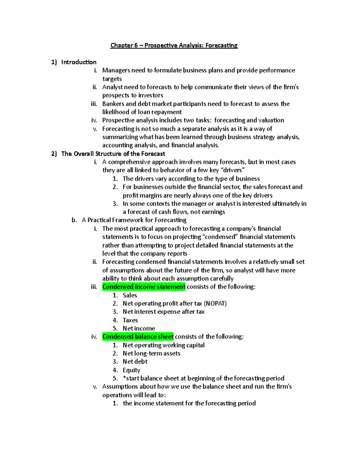 Chapter 6 - Chapter 6 – Prospective Analysis: Forecasting 1 ...