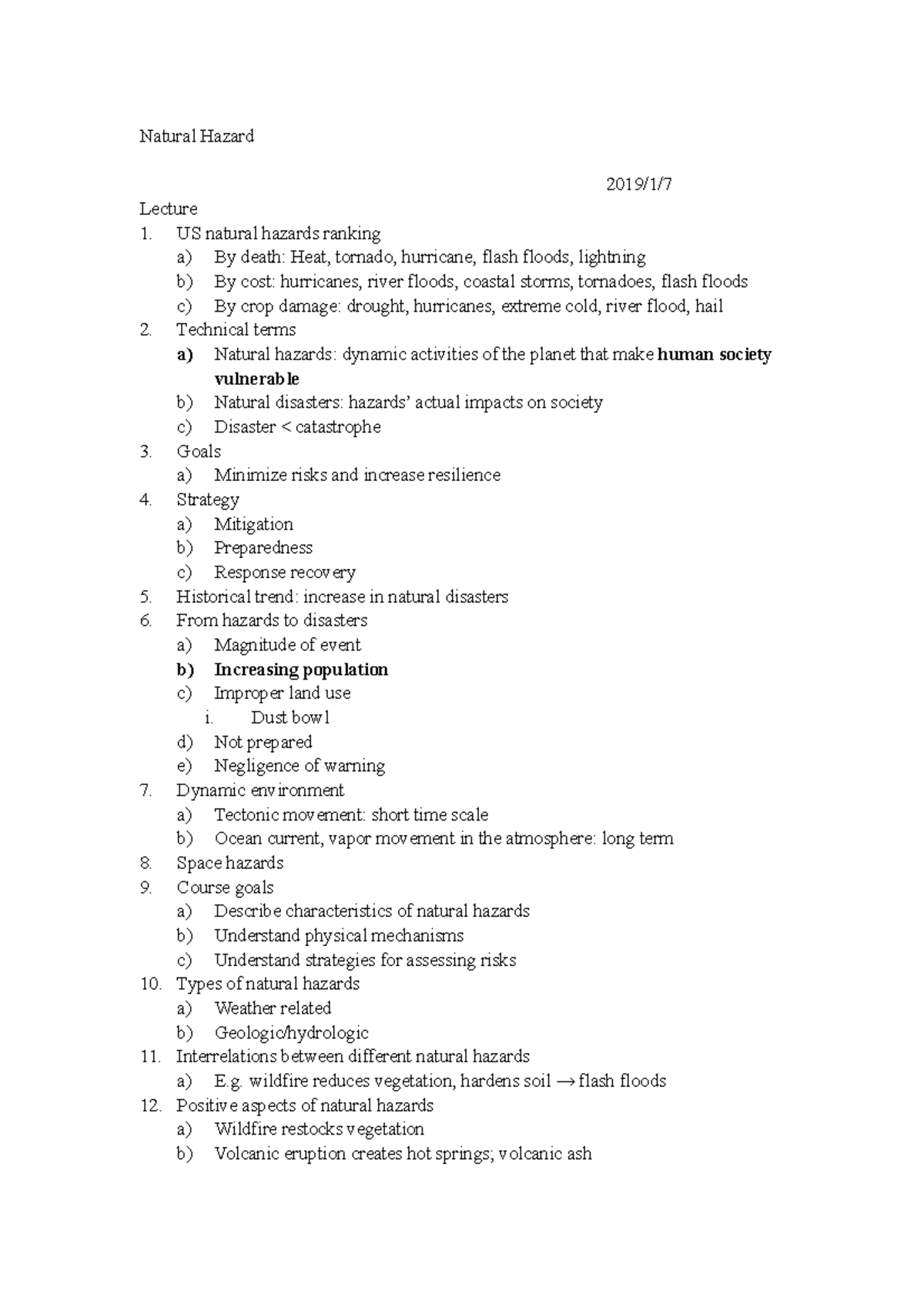 Natural Hazard - Lecture notes all - Natural Hazard 2019/1/7 Lecture 1 ...