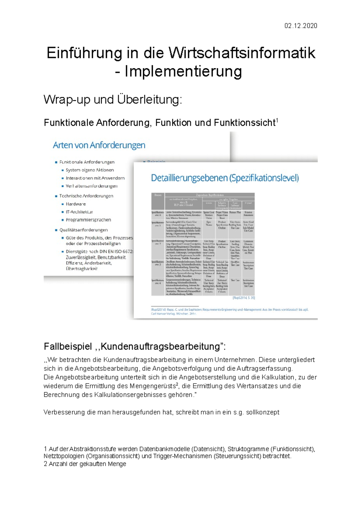 Woche 6+7 Implementierung und Funktionale Anforderungen - Einführung in ...