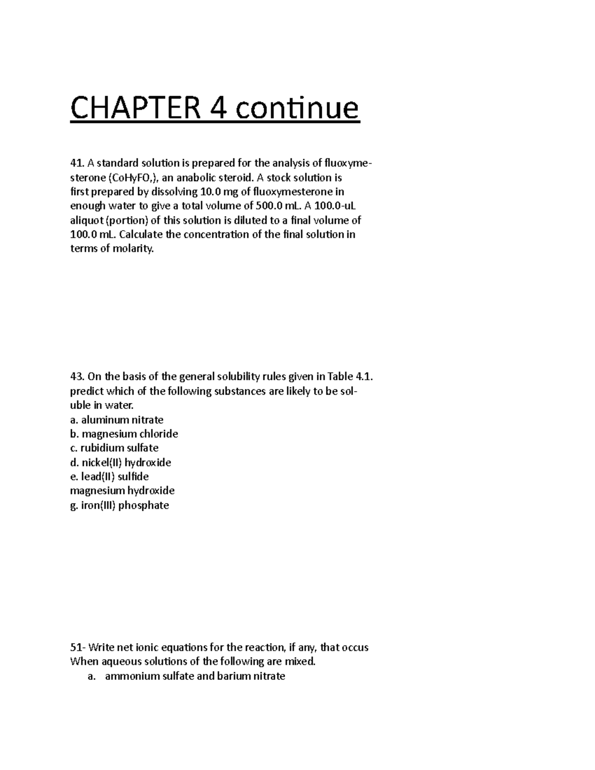 Chapter 4 continue - CHAPTER 4 continue A standard solution is prepared for the analysis of ...