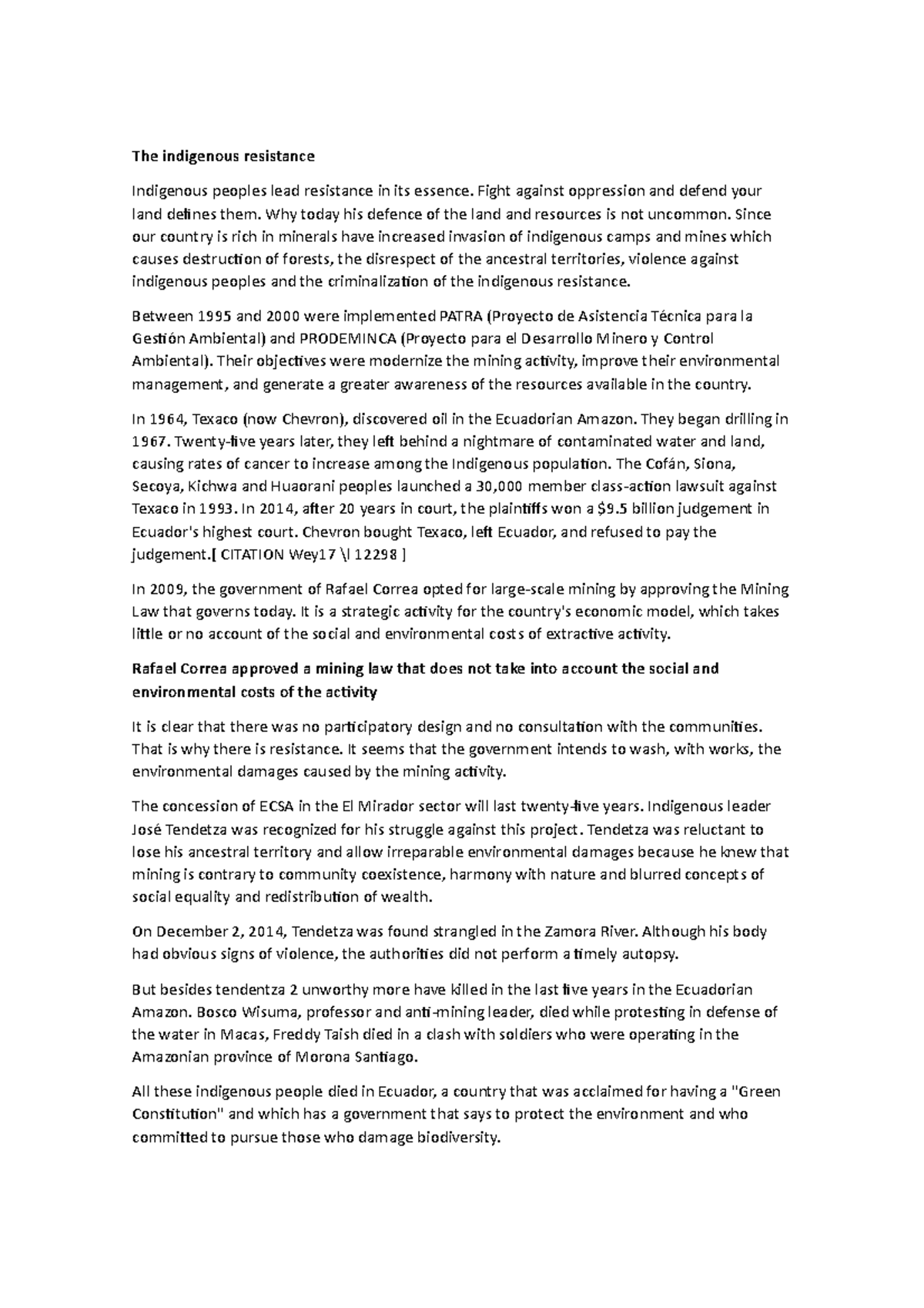 The indigenous resistance - The indigenous resistance Indigenous ...