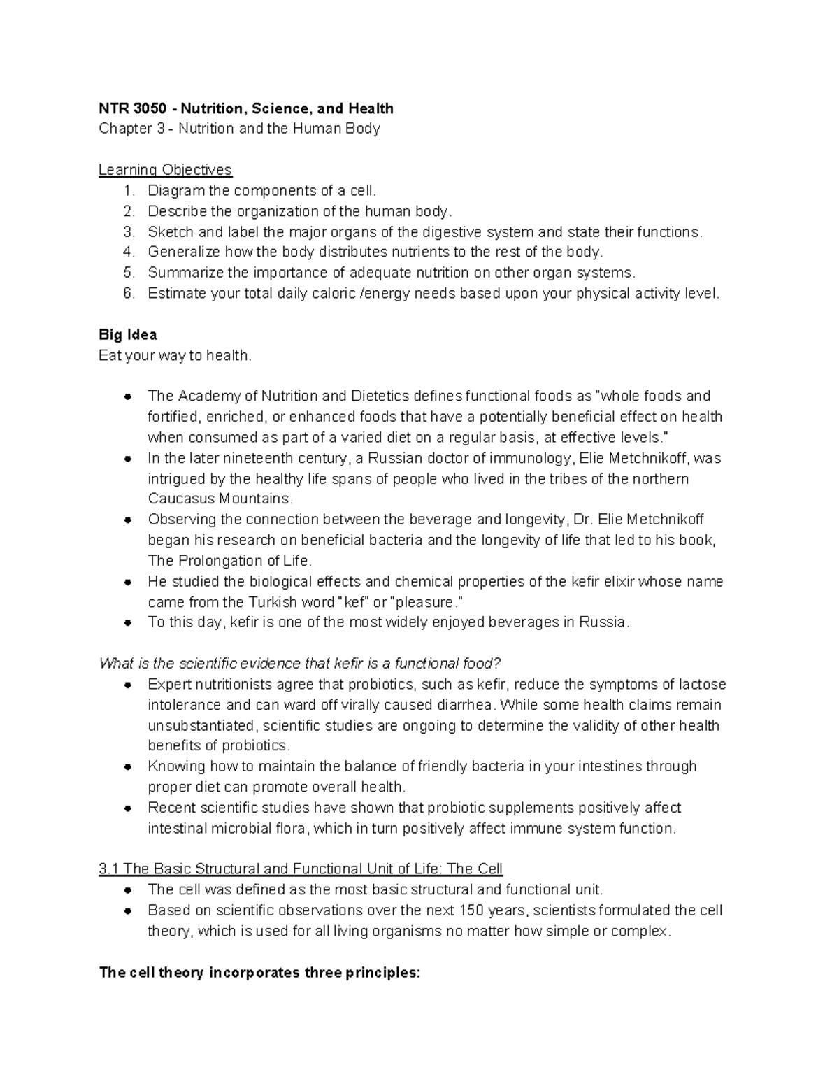 NTR 3050 - Chapter 3 Notes - NTR 3050 - Nutrition, Science, and Health ...