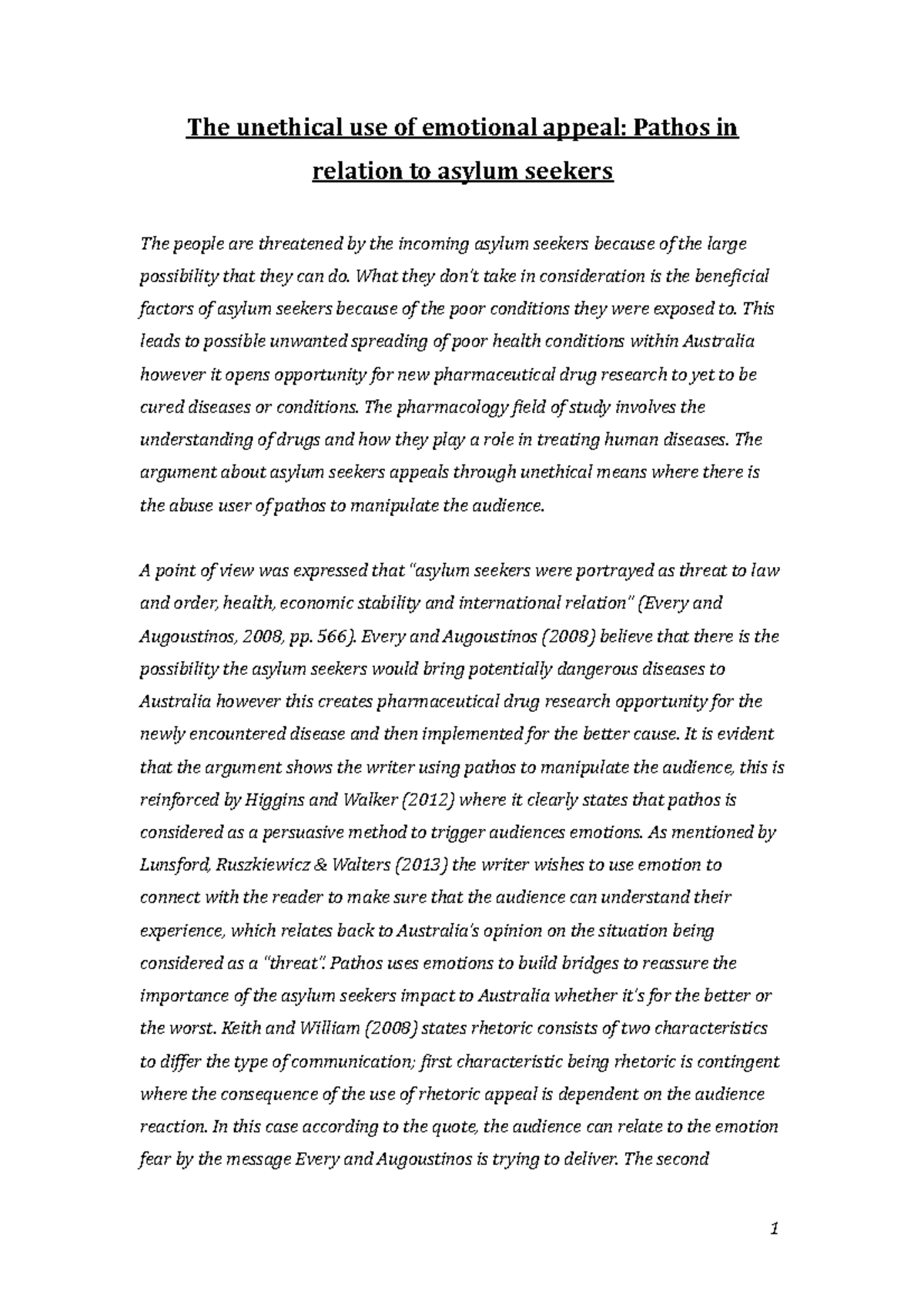 Final essay for Writ1001 - The unethical use of emotional appeal ...