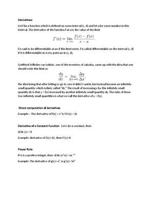 Calculus-Derivatives - Derivatives: Let f be a function which is ...
