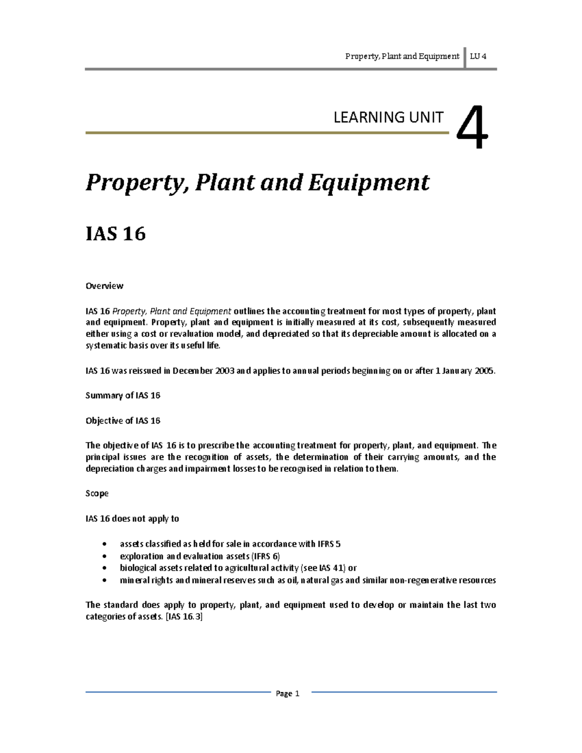 LU 4 - PPE - Notes 2024 - ppe - Property, Plant and Equipment LU 4 ...