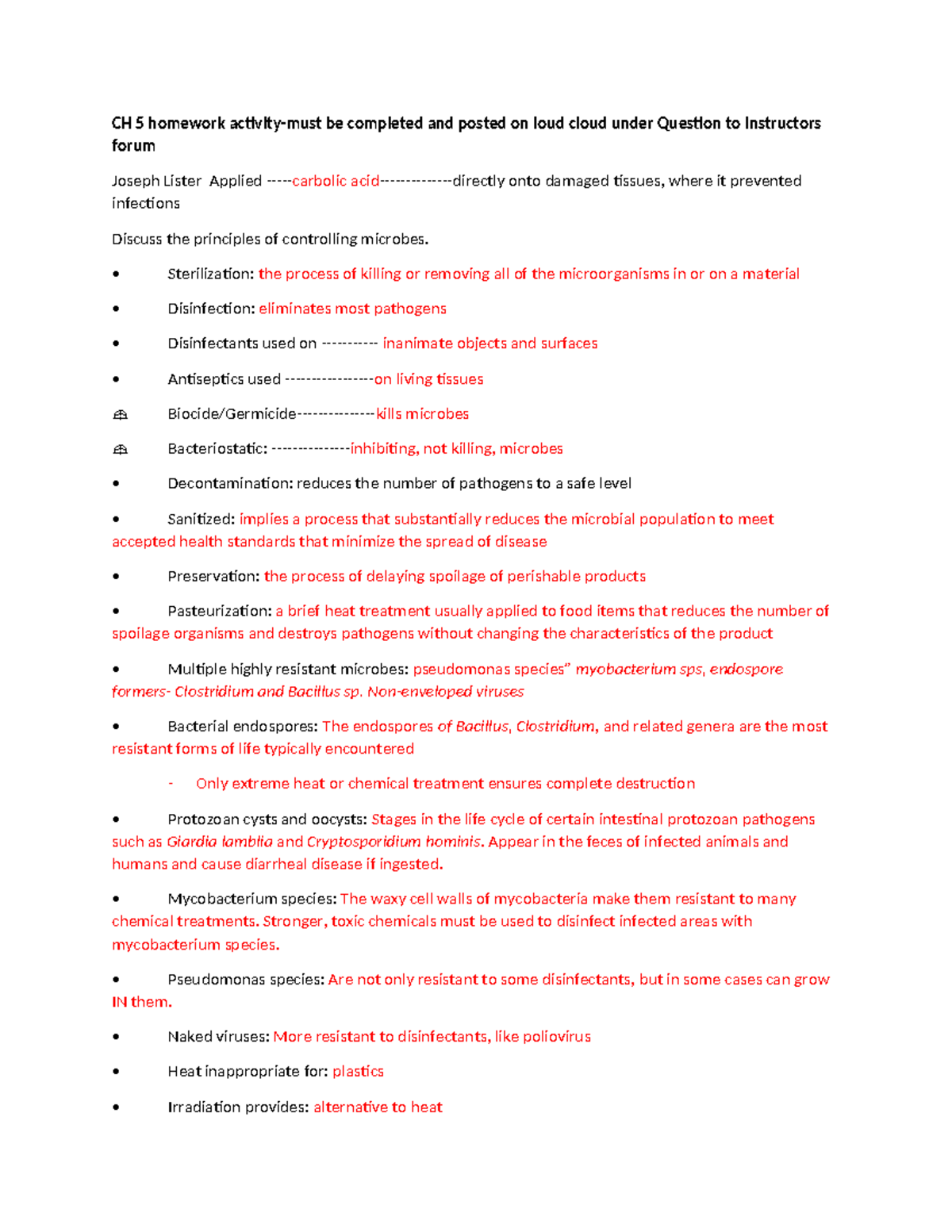Ch 5 homework - Microbiology Study Guide - CH 5 homework activity-must ...