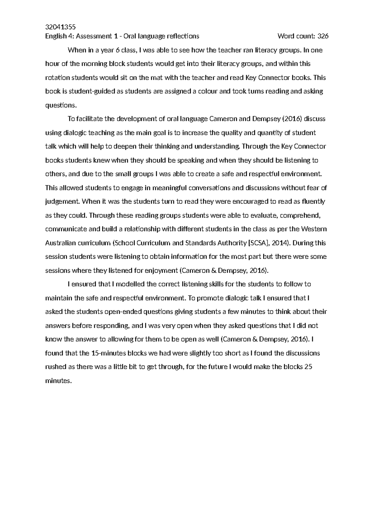 English 4- Assessment 1 plan - 32041355 English 4: Assessment 1 - Oral ...