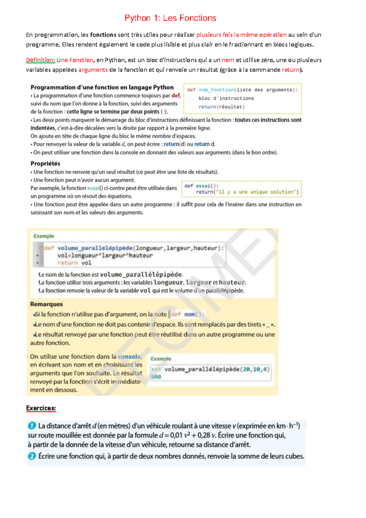 Python 1 - kgkfjf - Mathématiques - Python 1: Les Fonctions En ...