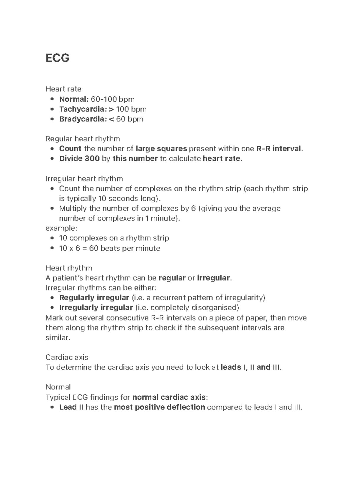 ECG - Notes on ecg - A100 - Liverpool - Studocu