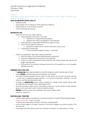 Exam notes LAW100 - LAW 100 review Case summary (what structure do they ...