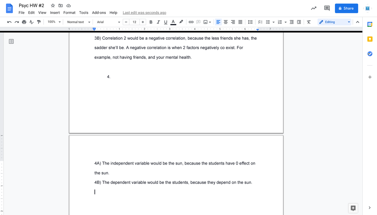 Psyc HW #2 - Google Docs - psychology hw - Psyc HW File Edit View Insert Format Tools Add-ons ...