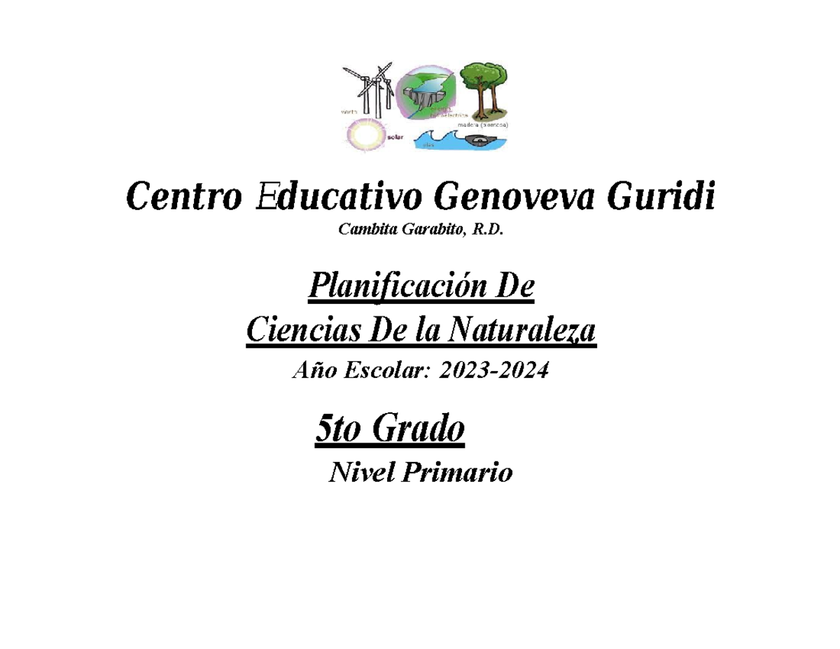 Planificacion para 5to de Primaria Ciencias Naturales - Centro ...