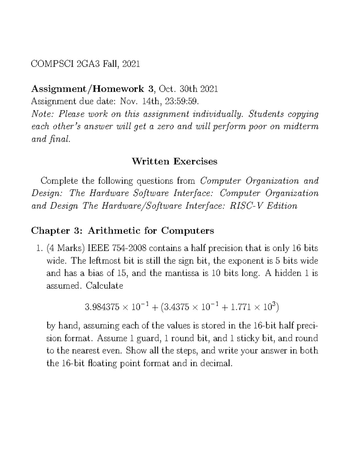Assignment Homework -3 - Cs 450 - UWaterloo - Studocu