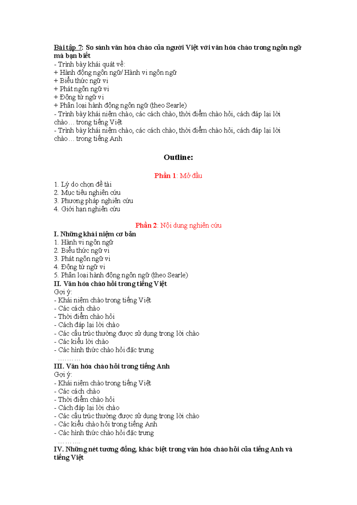 Bài-tập-7-nmvn - bài tập module 7 nmvn - Bài tập 7: So sánh văn hóa chào của người Việt với văn ...