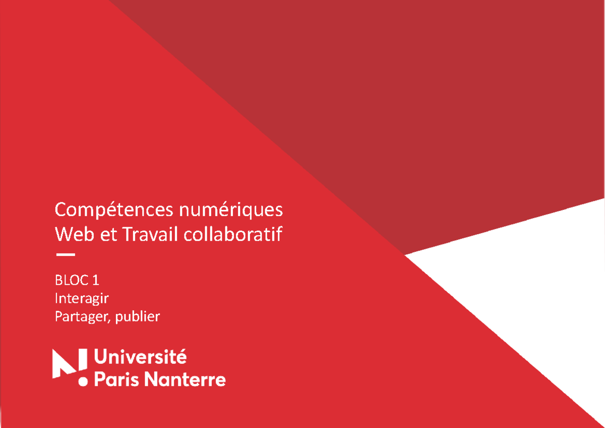 BLOC 1 - RÉPONSES BLOC 1 - BLOC 1 Interagir Partager, publier ...