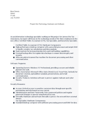 Project One Technology Hardware and Software - My report and findings ...