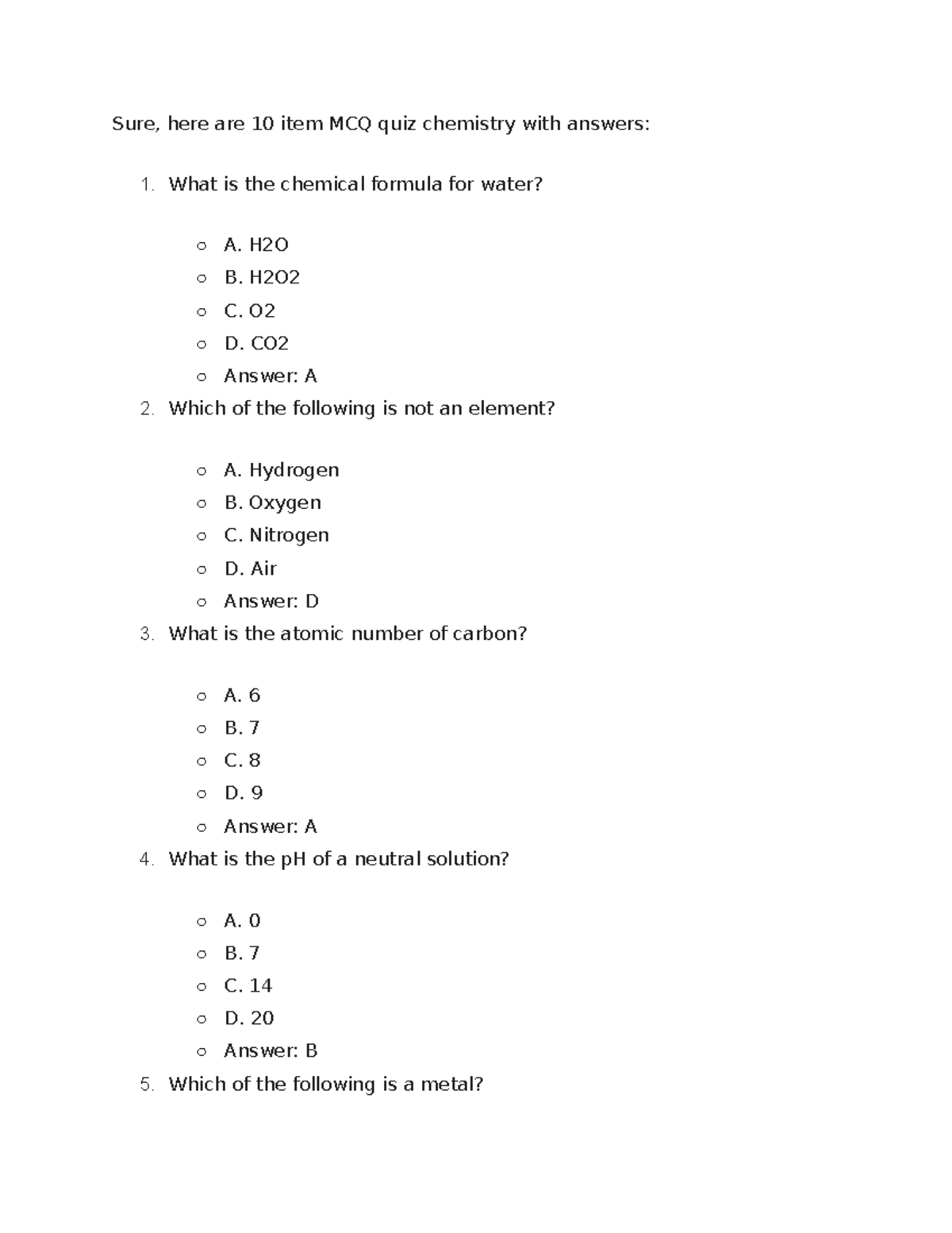 Untitled document - ertyui - Sure, here are 10 item MCQ quiz chemistry ...