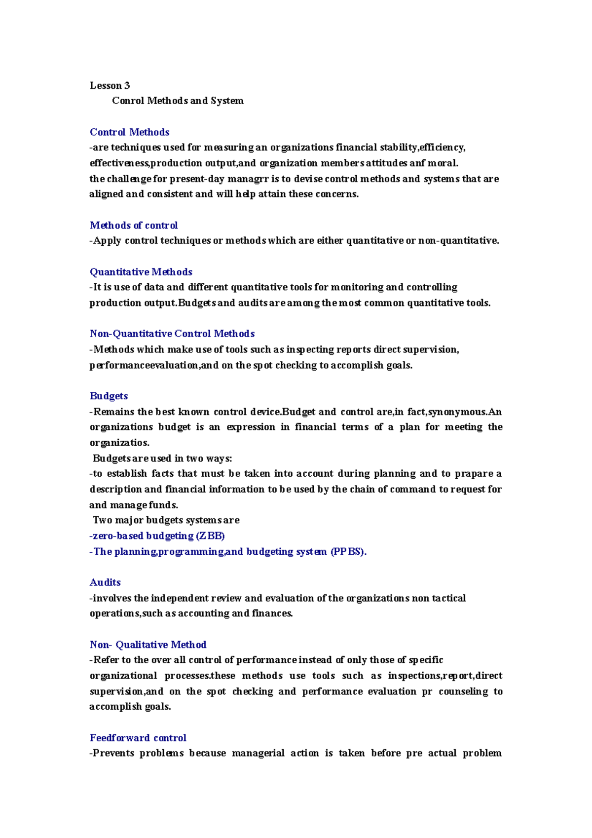Control Methods and System - Lesson 3 Conrol Methods and System Control ...